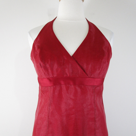 David's Bridal | Dresses | Davids Bridal Apple Red Halter Bridesmaid ...
